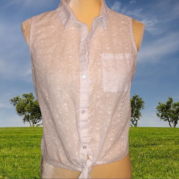 Love Notes | Tops | Love Notesbrandsemi Sheer White Eyelet Lacetop ...